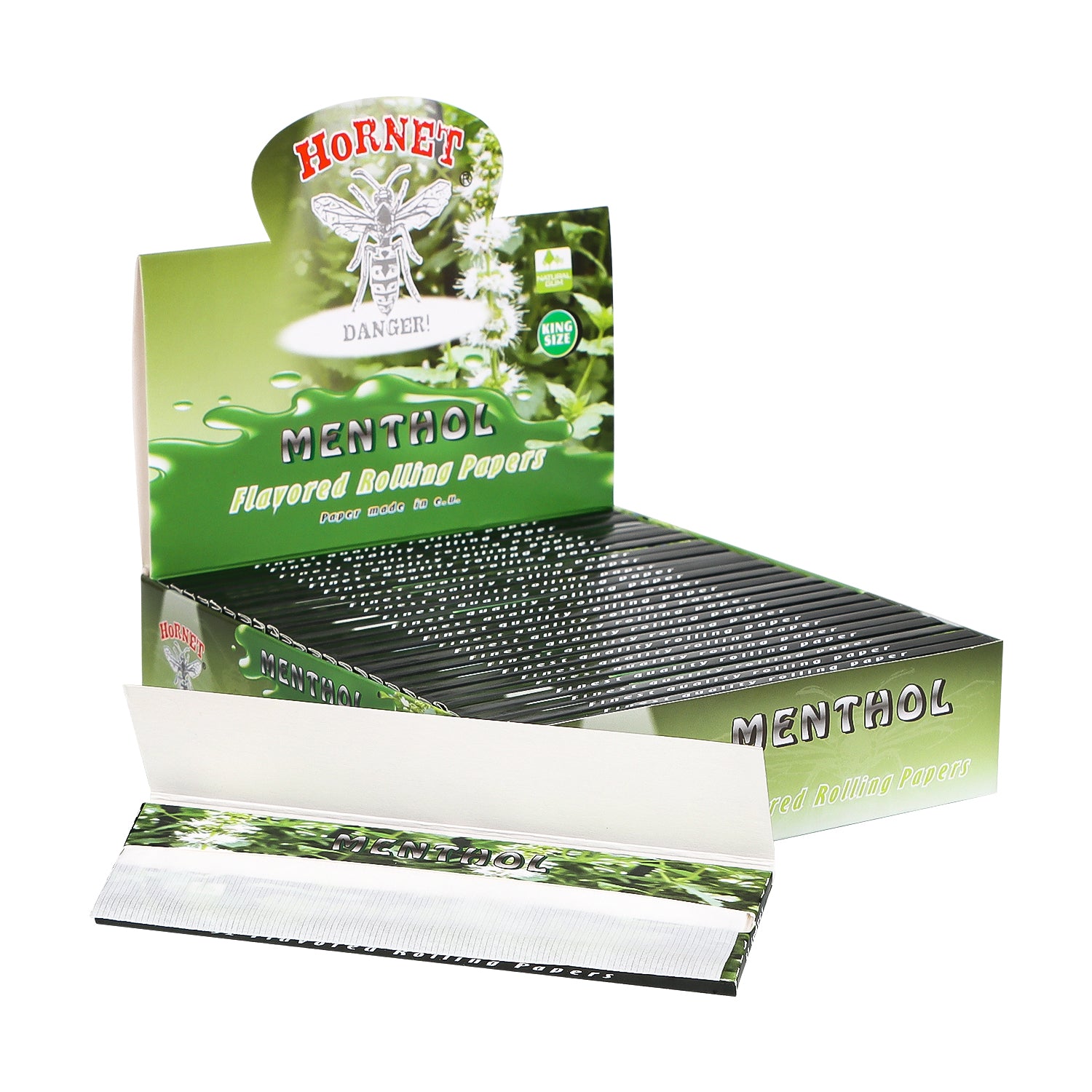 HORNET King Size Menthol Flavors Rolling Papers, Slim Natural Organic ...